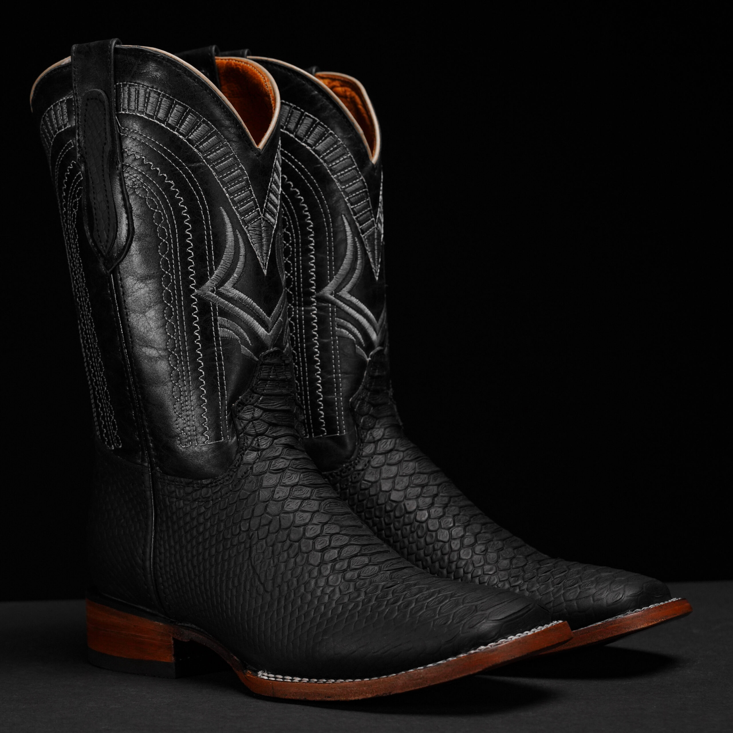 Matte Black Python – Square Toe - Alfa Western WearAlfa Western Wear