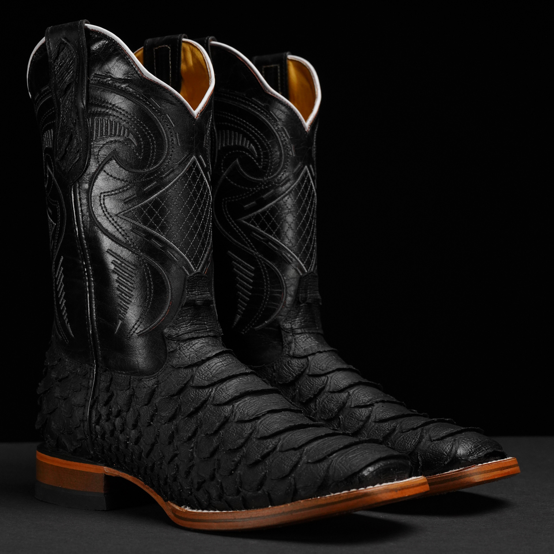 Matte Black Giant Python – Square Toe - Alfa Western WearAlfa Western Wear