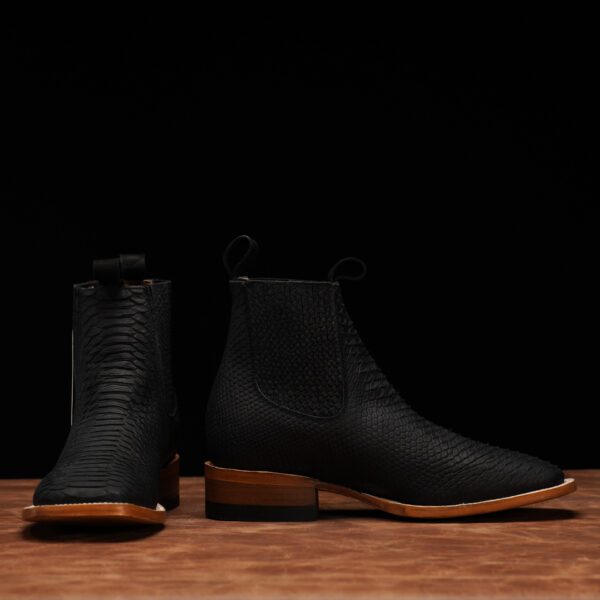Matte Black Python Chelsea Boot – Square Toe - Alfa Western WearAlfa ...
