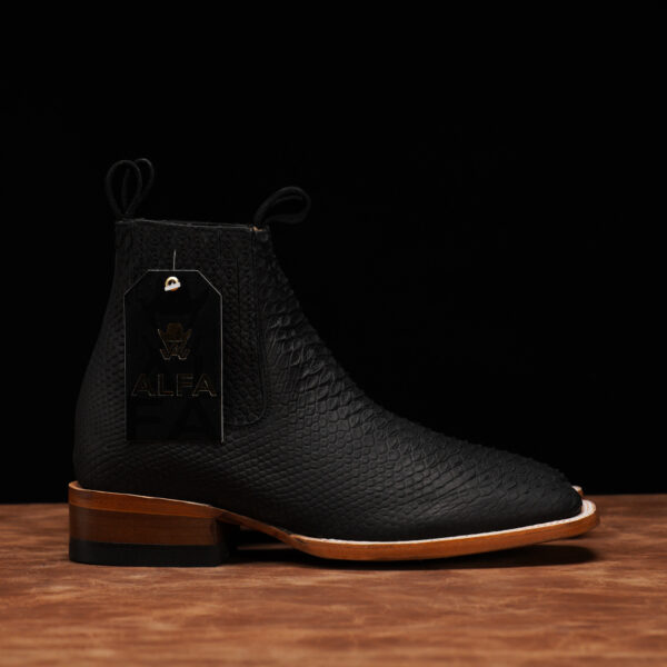 Matte Black Python Chelsea Boot – Square Toe - Alfa Western WearAlfa ...