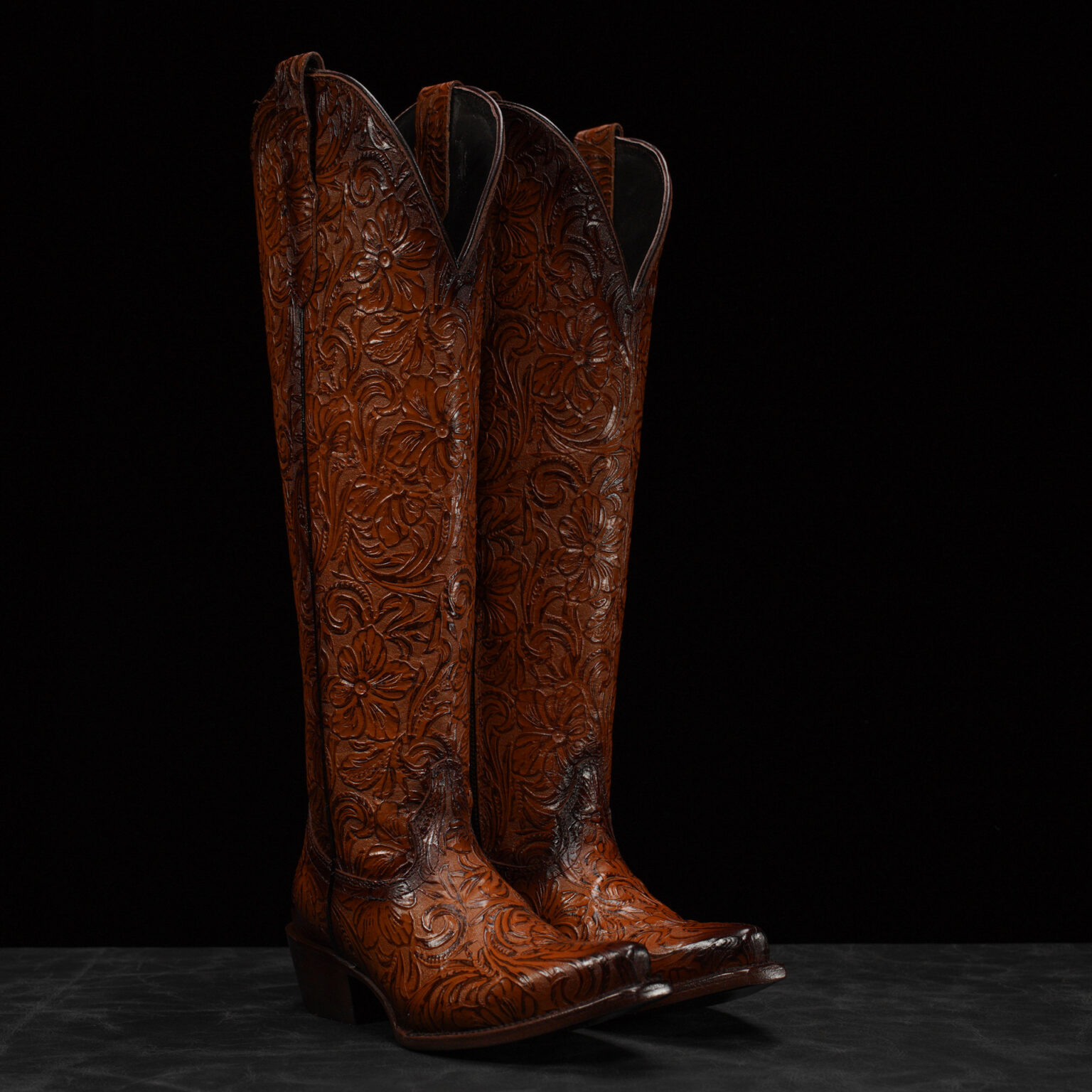 “Charlotte” Honey Hand Tooled – Snip Toe – Alfa Western Wear