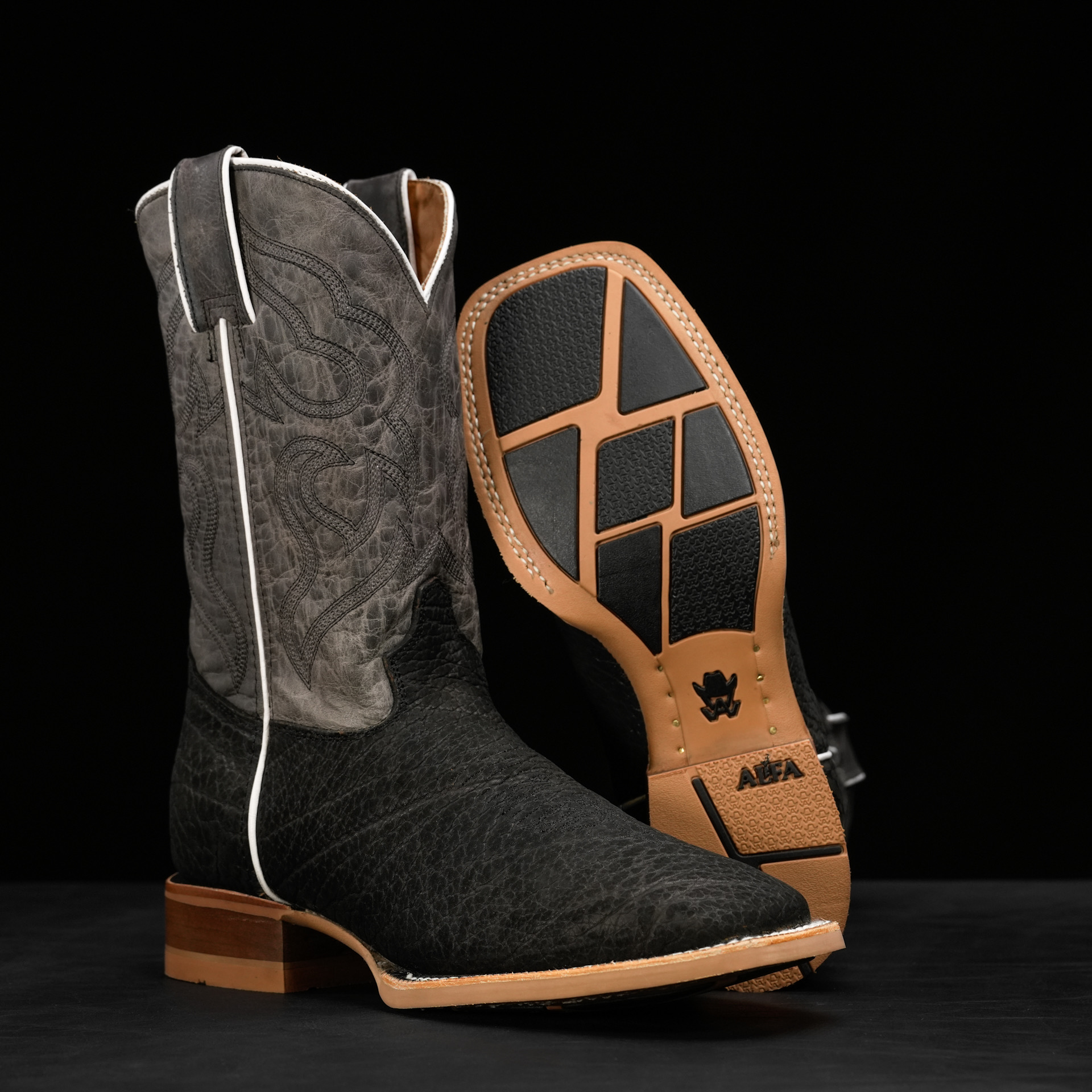 Black Bull Neck - Square Toe - Alfa Western WearAlfa Western Wear